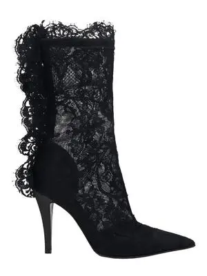 Alexander McQueen 105mm Lace-trimmed Stiletto Boots - Black
