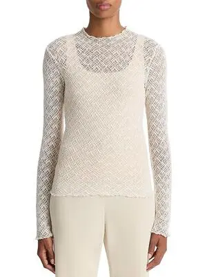 Vince Mock Neck Lace Top - Alabaster