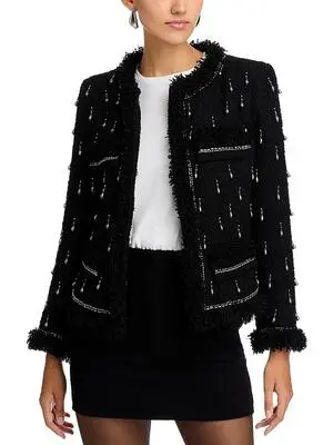 Kobi Halperin Hana Beaded Fringe Trim Jacket - Black