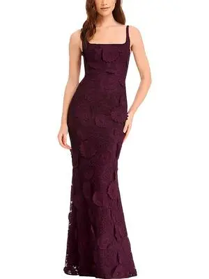 Dress The Population Lorena Applique Gown - Dark Cherry