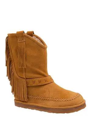 Free People Faye Fringe Pull-on Booties - Toffee Suede