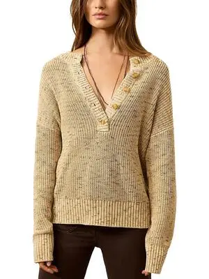 Faherty Brand Fisherman Henley Sweater - Oat