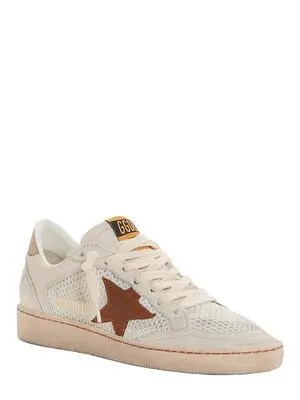 GOLDEN GOOSE Ball Star Mesh & Leather Sneakers - White/buttercream