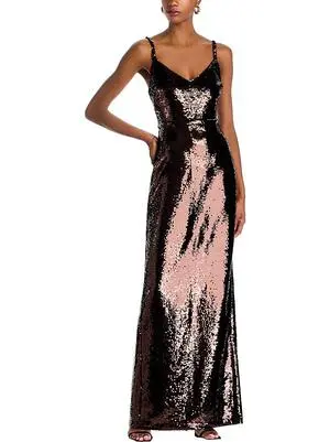 L'Agence Karma Sequin Maxi Dress - Chocolate