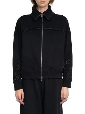 Zadig&Voltaire Milly Studded Zip Sweatshirt - Black