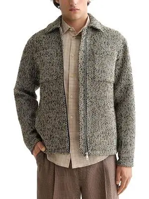 Scotch & Soda Multicolored Tweed Shirt Jacket - Green / Beige Tweed