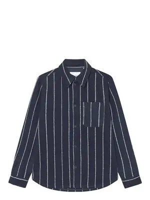 LES DEUX Lennon Pinstripe Shirt Jacket - Dark Navy