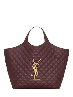 Saint Laurent Icare Maxi Quilted Tote - Rouge Cabernet