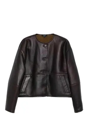 Soeur Buttoned Leather Jacket - Brown