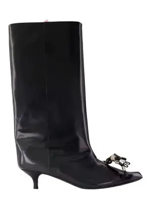 Toga Calfskin Tassel-embellished Boots - Black