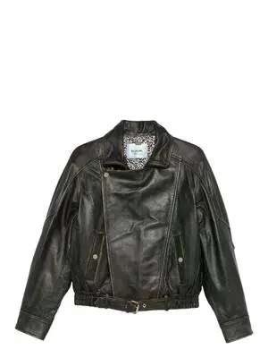 BLUGIRL Asymmetrical Leather Jacket - Brown