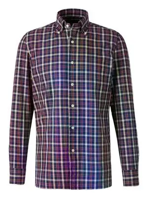 LUIGI BORRELLI Checked Button-down Shirt - Blue