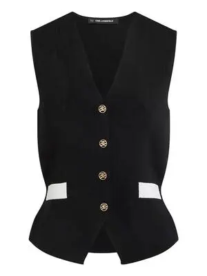 Karl Lagerfeld V-neck Sleeveless Vest - Black