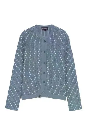 Emporio Armani Dot-pattern Ribbed Cardigan - Blue