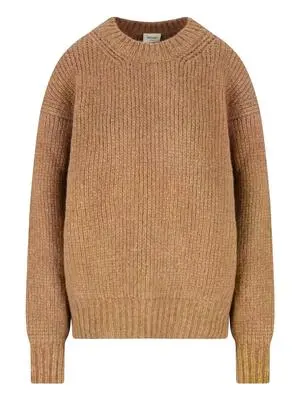 Saint Laurent Ribbed Crew-neck Sweater - Brown