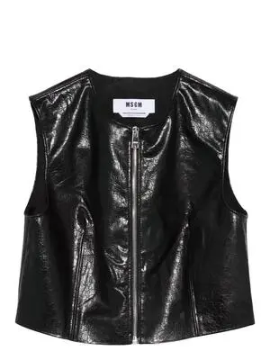 MSGM Zip-front Sleeveless Top - Black