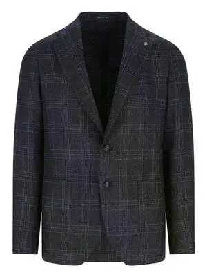 Tagliatore Checked Buttoned Blazer - Blue