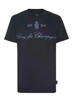 Philipp Plein Stones Embroidered-crest T-shirt - Blue