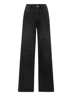 Philipp Plein Paisley-embroidered Wide Leg Jeans - Black