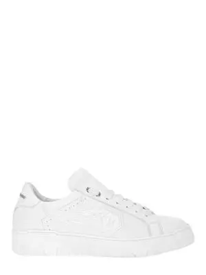 Philipp Plein Flame-logo Leather Sneakers - White