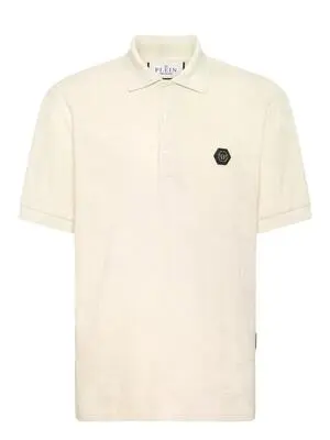 Philipp Plein Logo-patch Jacquard Polo Shirt - Neutrals