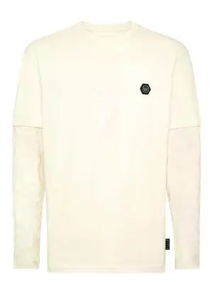 Philipp Plein Jacquard-crest Longsleeve T-shirt - Neutrals