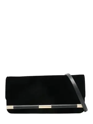 Victoria Beckham Velvet Bar-detail Clutch - Black