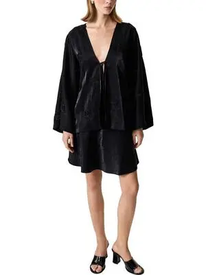 NOCTURNE Beaded Embroidered Kimono - Black