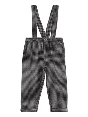 KENDI Hank Organic Flannel Pants With Suspenders - Houndstooth
