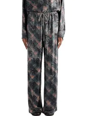 Dries Van Noten Sequin Embroidered Wide Leg Pants - Bottle