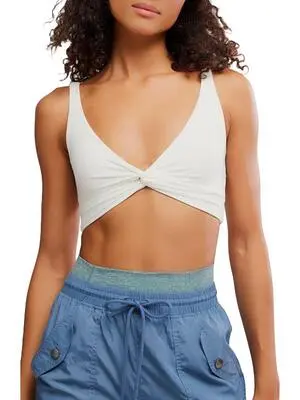 Free People Never Better Twist Front Sports Bra - White