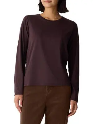 Eileen Fisher Organic Cotton Long Sleeve T-shirt - Cassis