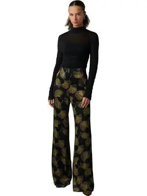 Diane Von Furstenberg Alexander Wide Leg Trousers - Gingko Fans Black