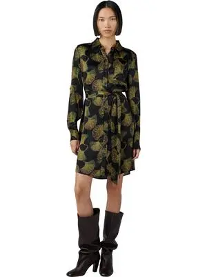 Diane Von Furstenberg Prita Shirt Dress - Gingko Fans Black