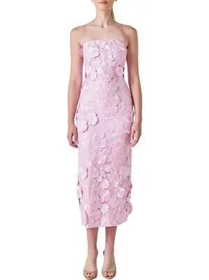Endless Rose 3d Appliqué Strapless Maxi Dress - Lilac