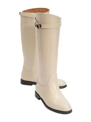 PROLOGUE SHOES Yoko Knee High Boots - Beige Faux Leather