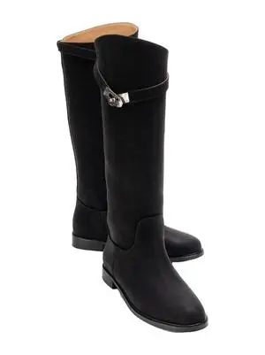 PROLOGUE SHOES Yoko Knee High Boots - Black Nubuck Faux Leather