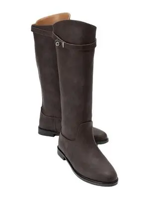 PROLOGUE SHOES Yoko Knee High Boots - Brown Nubuck Faux Leather