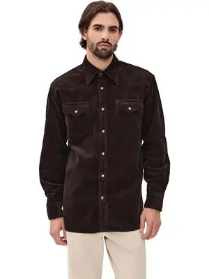 Nn07 Ricky Corduroy Western Shirt - Demitasse