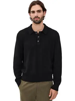 CORRIDOR Long Sleeve Slouchy Polo - Black