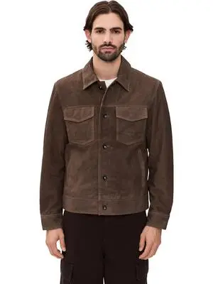 Rag & Bone Suede Trucker Jacket - Lbrwn