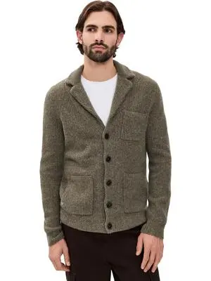 ALEX MILL Mitchell Cashmere Cardigan - Marled Loden