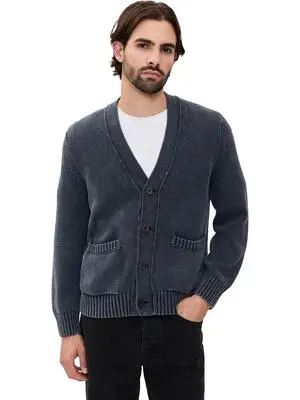 CORRIDOR Acid Wash Cotton Cardigan - Black