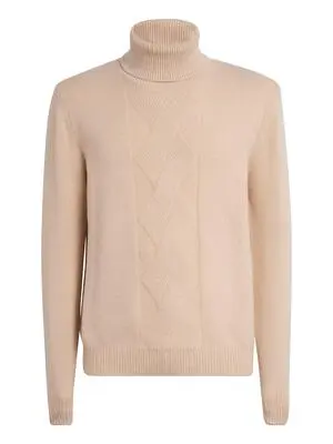 BRETT JOHNSON Cashmere Zigzag-knit Rollneck Sweater - Ivory