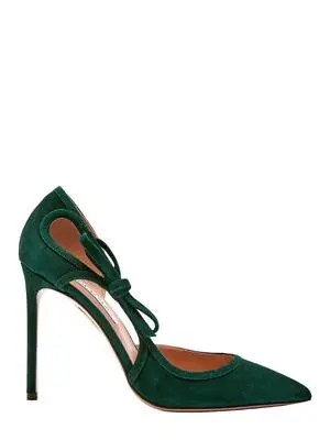 AQUAZZURA Soave 105 Suede Pumps - Dark Green