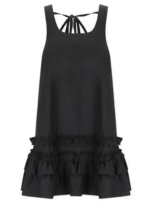 GANNI Ruffled Mini Dress - Black
