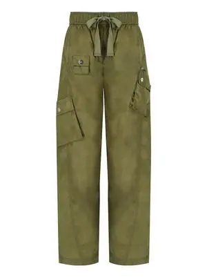 GANNI Duchesse Cargo Pants - Green