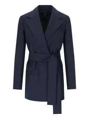 Max Mara Teso Belted Blazer - Blue