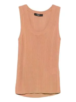 Max Mara Ribbed Round-neck Top - Neutrals