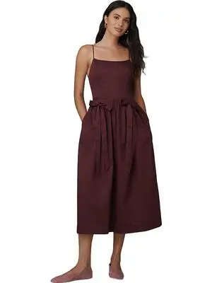 DAMSON MADDER Penelope Apron Midi Dress - Fig